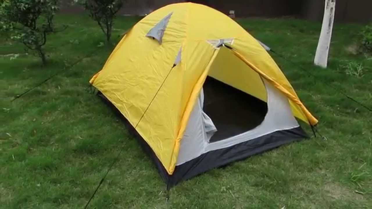 Yellow Color Waterproof Double Layers 2 Man Dome Camping Tent - YouTube