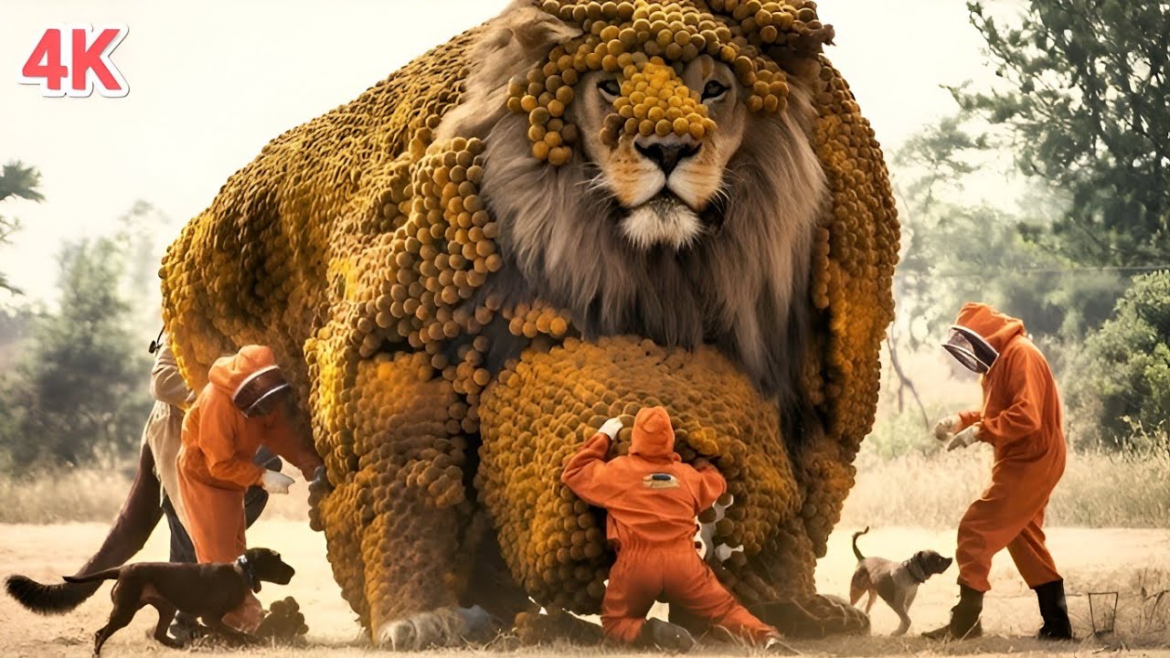 A Large Lion Stung by Millions of Hornets Has Been Bravely Rescued by ...