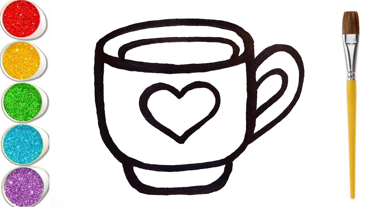 How to Draw a Cup , Step by Step🥰 .Easy Easy Drawing and Coloring for ...
