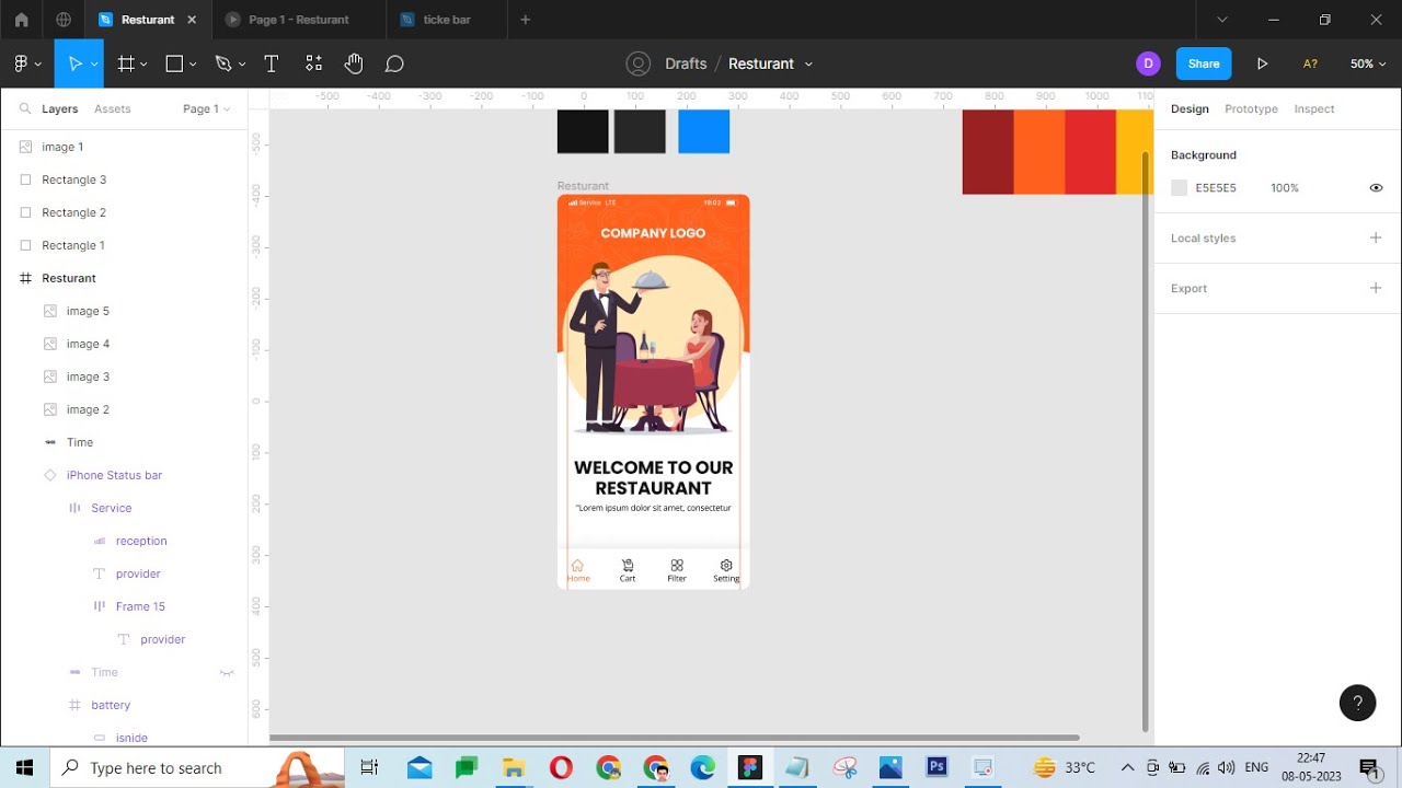 Restaurant Mobile welcome screen design in figma(@techbanglawithdebu ...