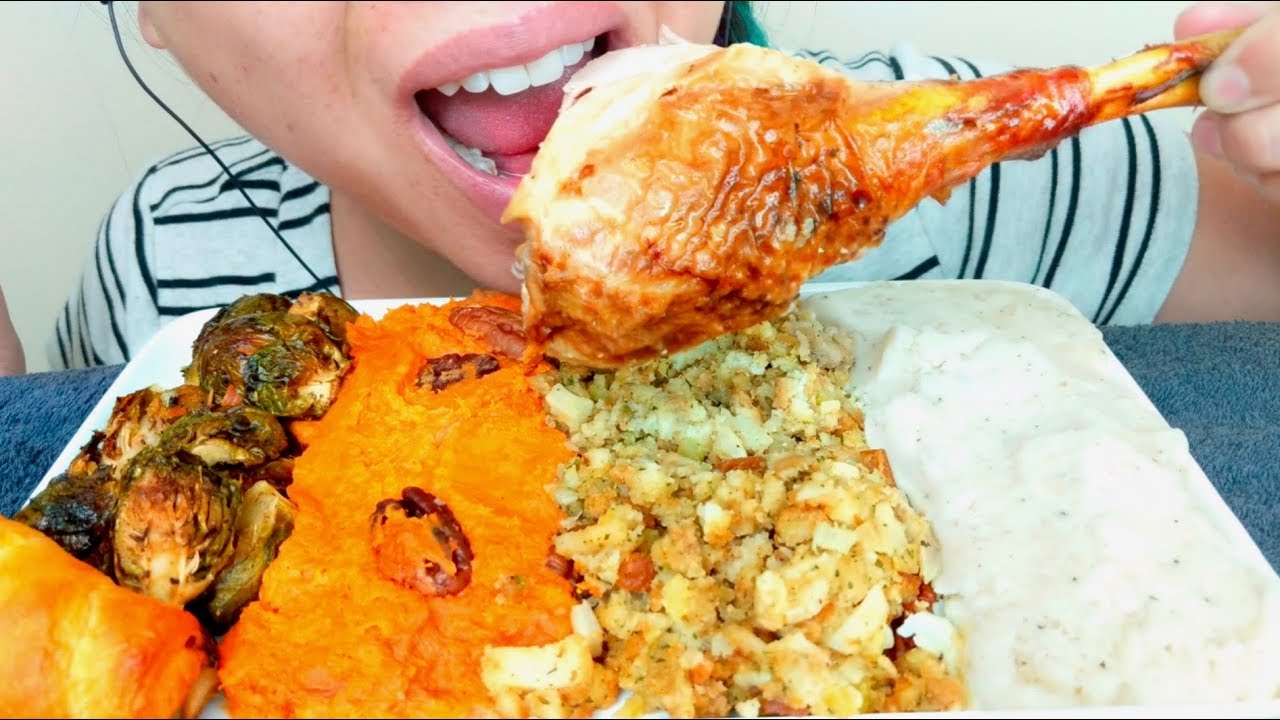 ASMR CHRISTMAS DINNER Turkey, Stuffing, Mashed Potatoes 먹방 *No Talking ...