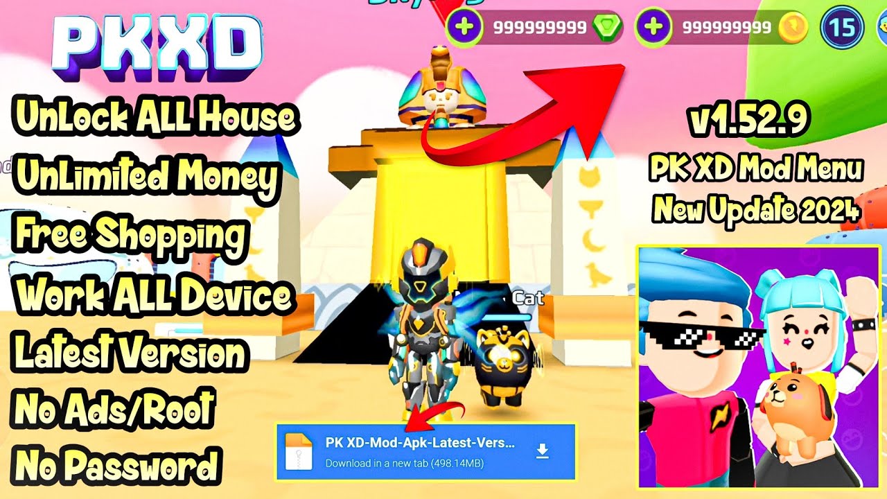 PK XD Mod Apk 1.52.9 New Update 2024 - Mod Menu, Unlocked All Houses & Skins - YouTube