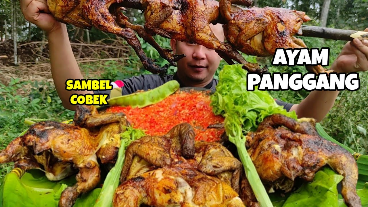 AYAM PANGGANG SAMBEL COBEK + LALAPAN BATANG PEPAYA, PETAI, SAYUR - YouTube