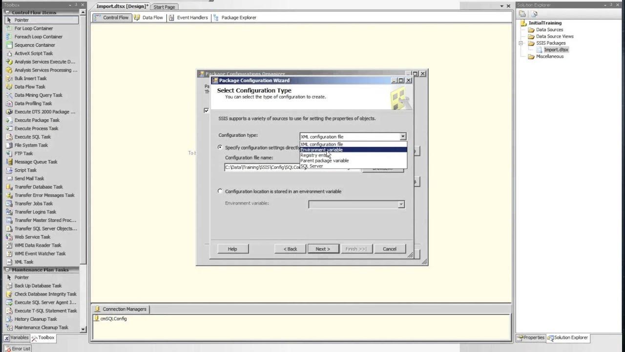 Storing SSIS Package Config in SQL Server using an Environment Variable and a .dtsconfig XML ...