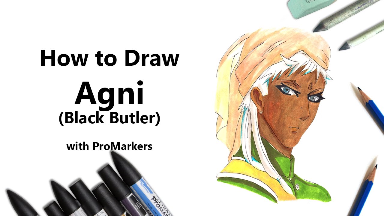 How to Draw and Color Agni from Black Butler with ProMarkers [Speed ...