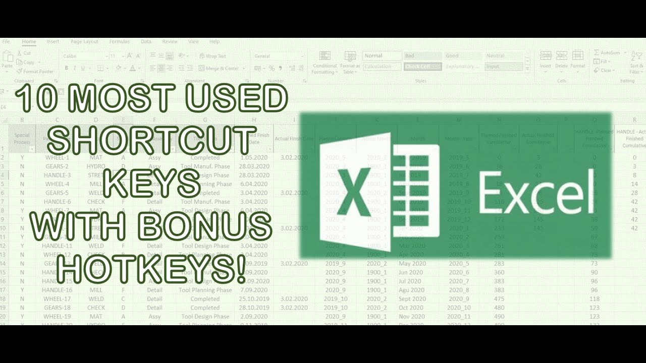 Excel 10 Most Used Shortcut Keys - With Bonus Hot Keys! - YouTube