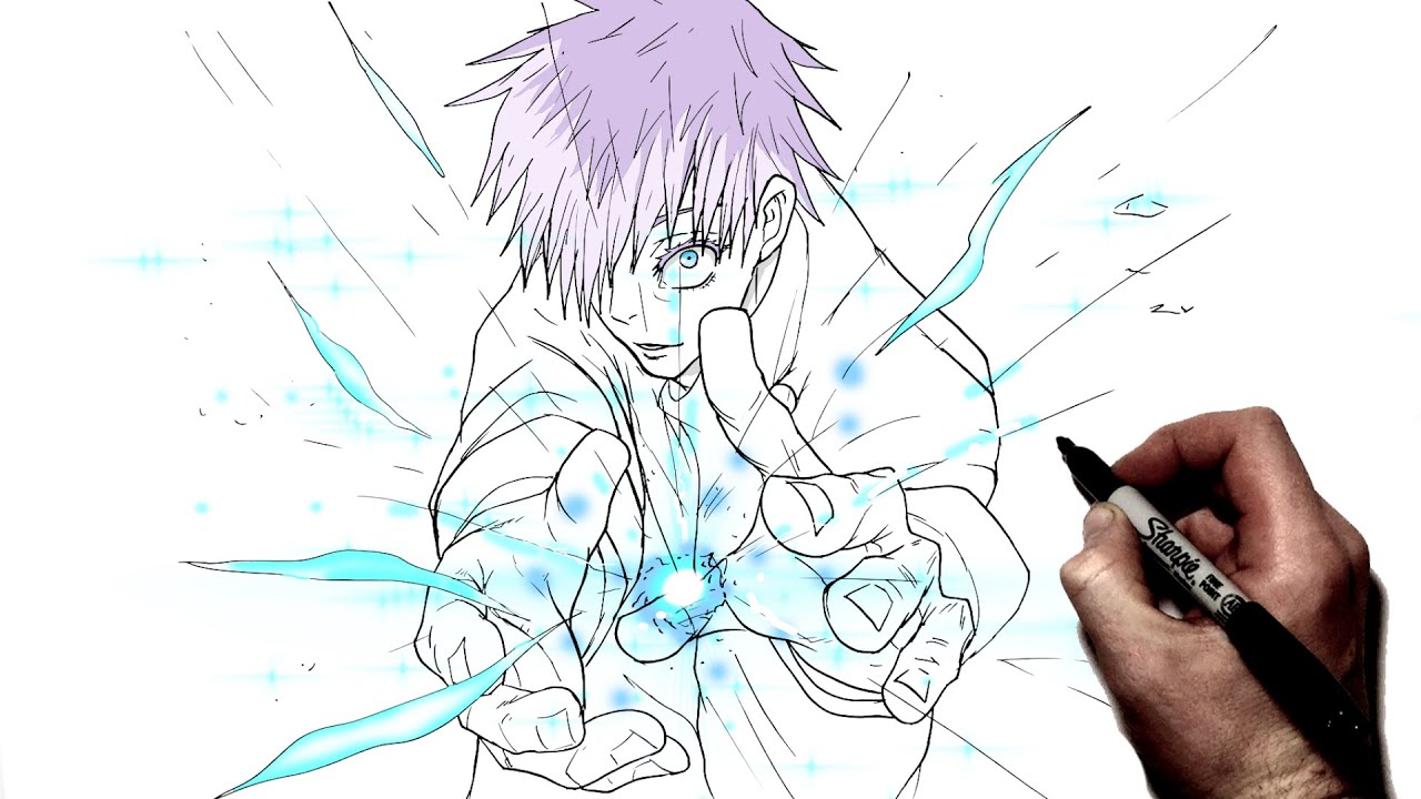 How To Draw Gojo (Blue) | Step By Step | Jujutsu Kaisen - YouTube