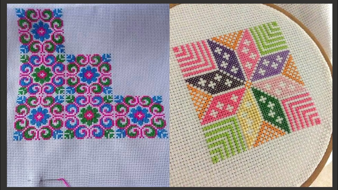 Impressive stylish and different designs cross stitch pattern - YouTube