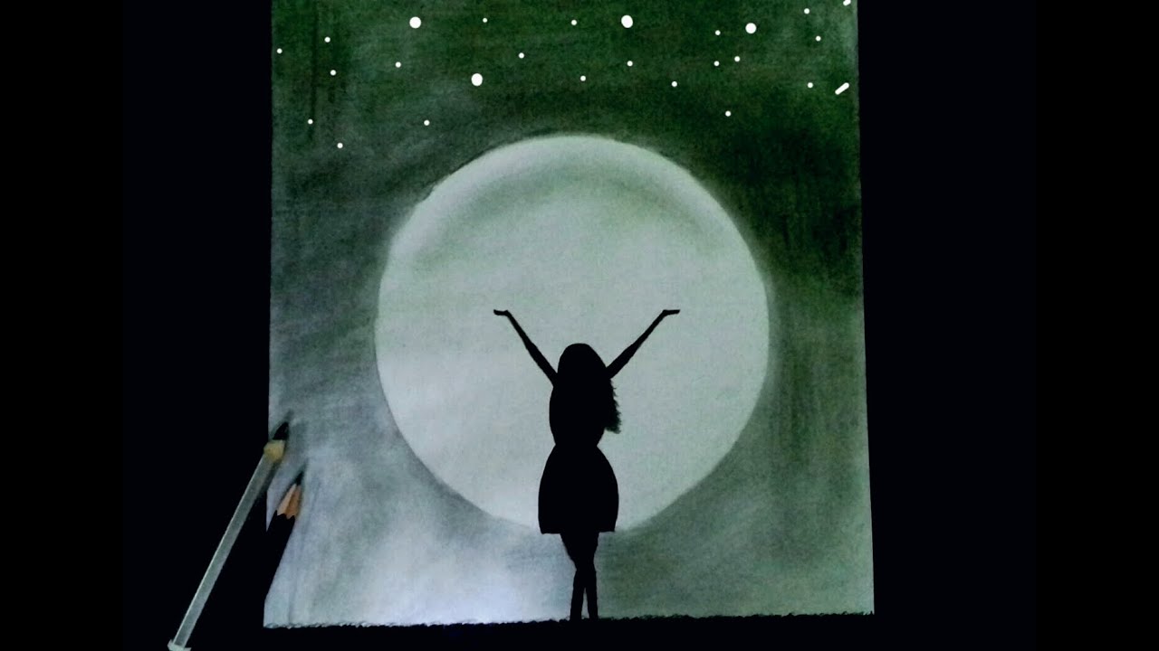 How to draw a girl with moonlight || pencil sketch || step by step ...