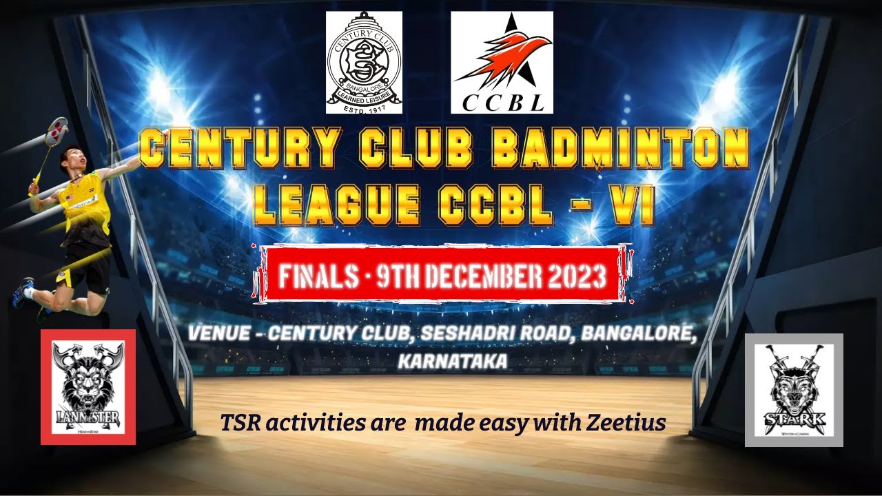 CENTURY CLUB BADMINTON LEAGUE CCBL - VI 2023 Court - 2 - YouTube