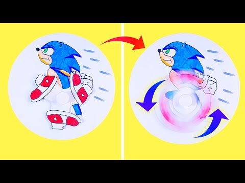 PAPER HAND SPINNER SONIC DIY. Sonic fidget spinner. Easy Anti-Stress ...
