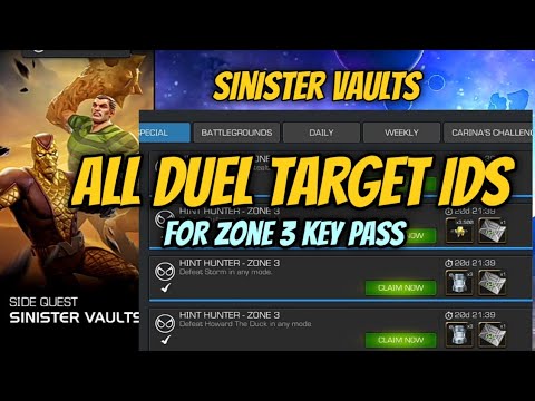Hint Hunter Zone 3 | All Duel Target ID | Sinister Vaults | MCOC April ...