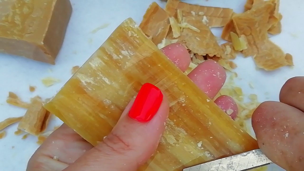 Laundry soap cutting. Amber bar. - YouTube