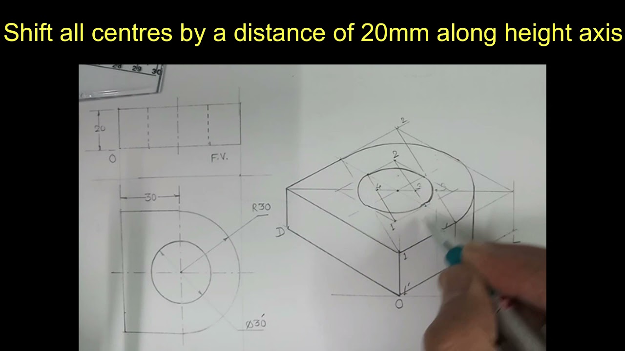 How to Draw Semi circular Disc with Circular Hole in Isometric View ...