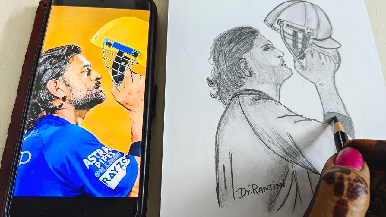 MS Dhoni Drawing/How to Draw MS Dhoni/Idea for Beginners #msdhoni # ...