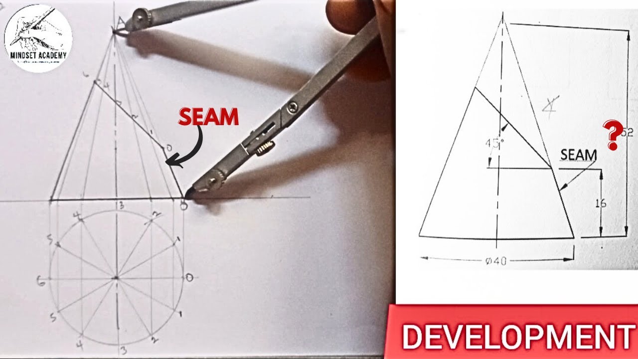 FRUSTUM OF A CONE DEVELOPMENT, PATTERN OF A TRUNCATED CONE - YouTube