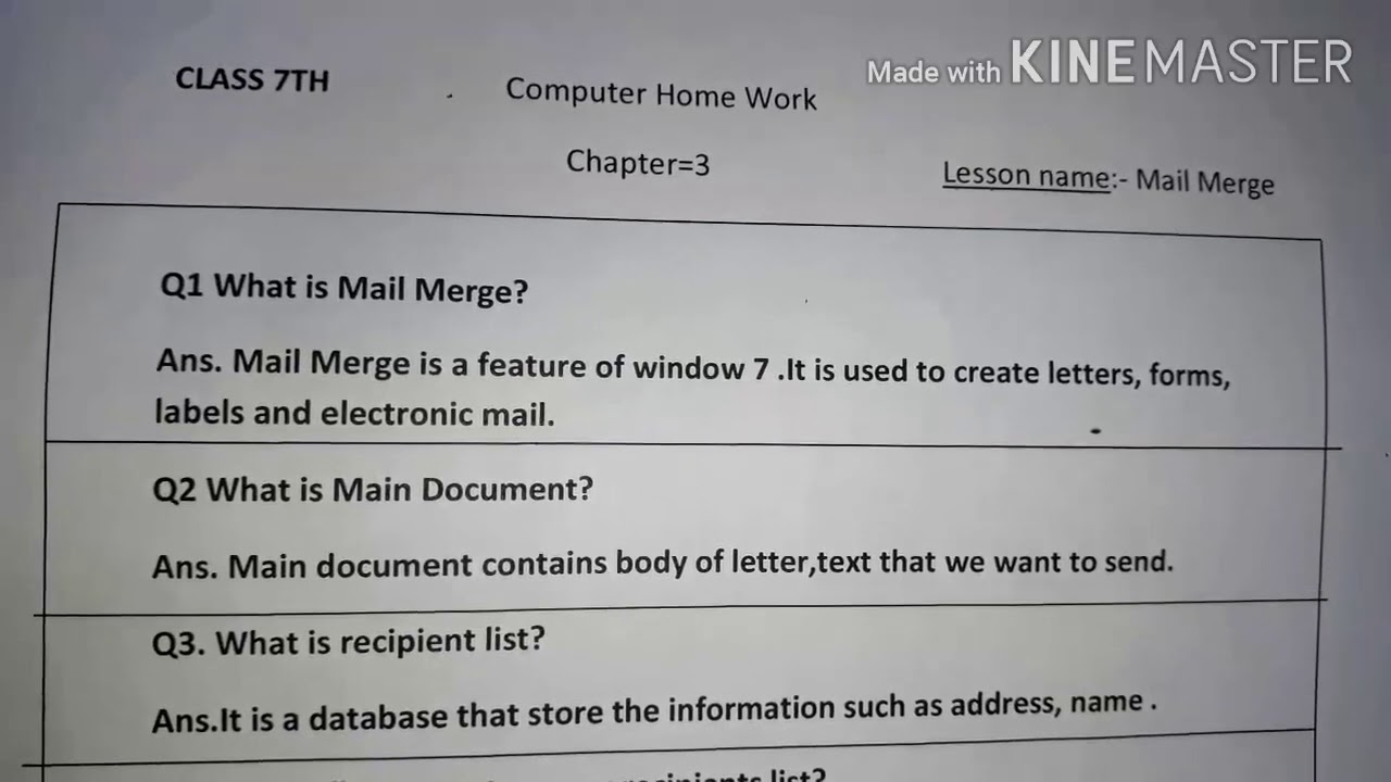 Class 7th lesson 3rd computer work - YouTube