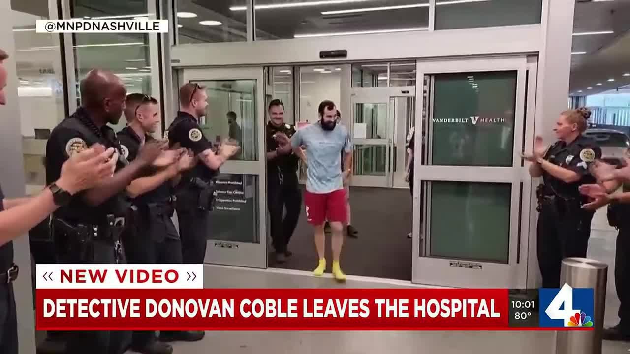 Detective Donovan Coble leaves the hospital - YouTube