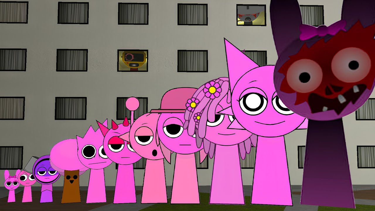All the Sizes Of Female Nightmare Sprunki Pinky & Girl Pink Simon want ...