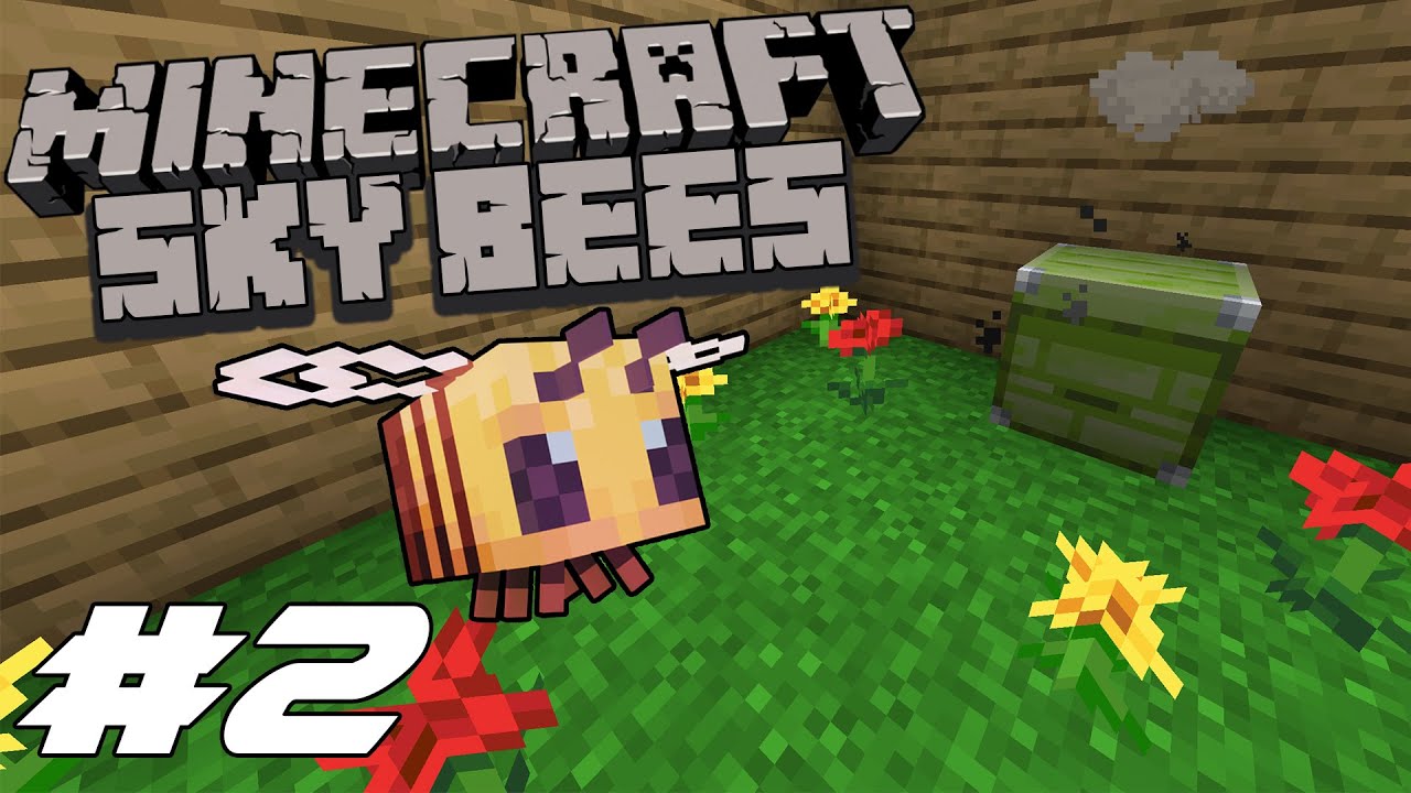 Minecraft Sky Bees Ep.2 Our First Bee & Auto Lava Generation - YouTube