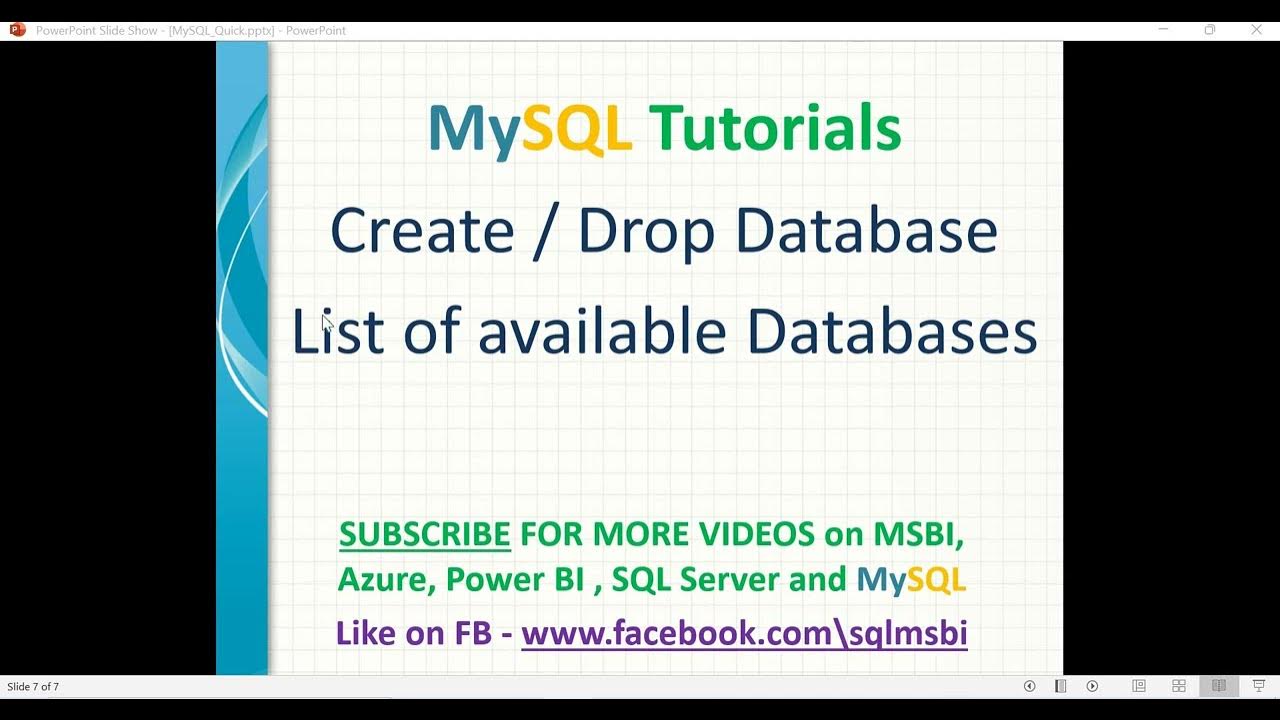 Mysql Tutorials Create Or Drop Databases In Mysql Youtube