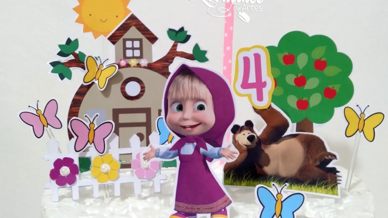 Topo de Bolo Tema Marsha e o Urso - YouTube