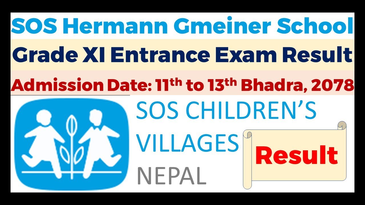 SOS Hermann Gmeiner School Sanothimi Grade XI Entrance Result - YouTube
