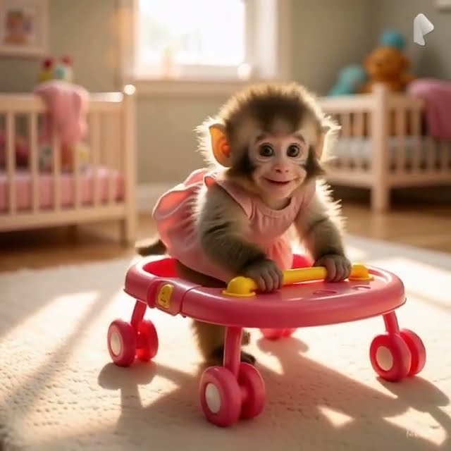 Tiny Monkey’s First Steps in a Walker#yt funny shorts# - YouTube