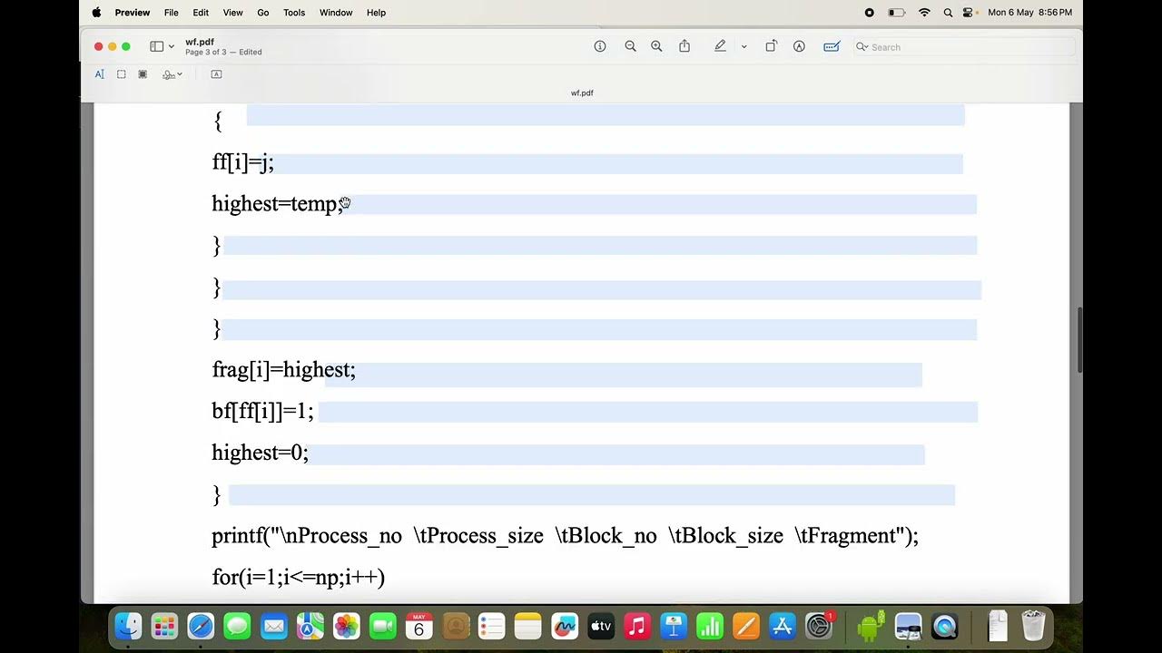OS Lab || C Program to implement Worst Fit Memory Allocation Technique || Operating Systems Lab ...