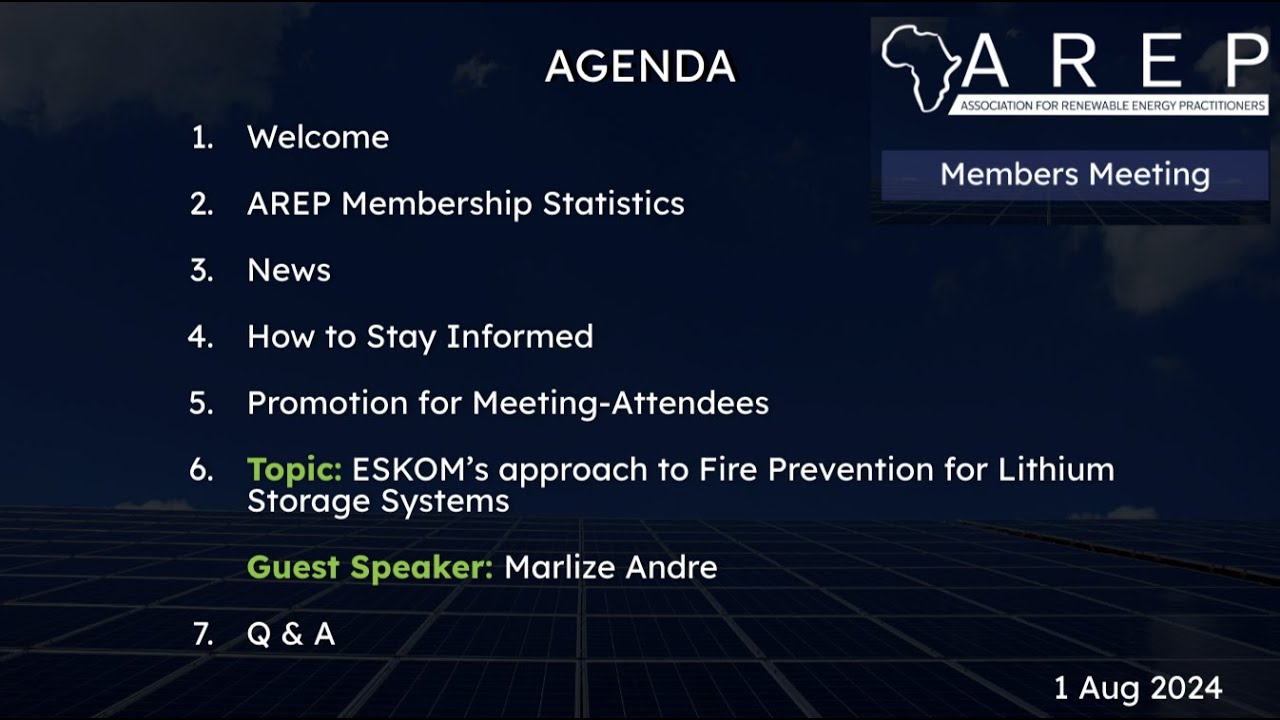 AREP Members Meeting - 1Aug 2024 - Fire Prevention for Lithium Storage ...