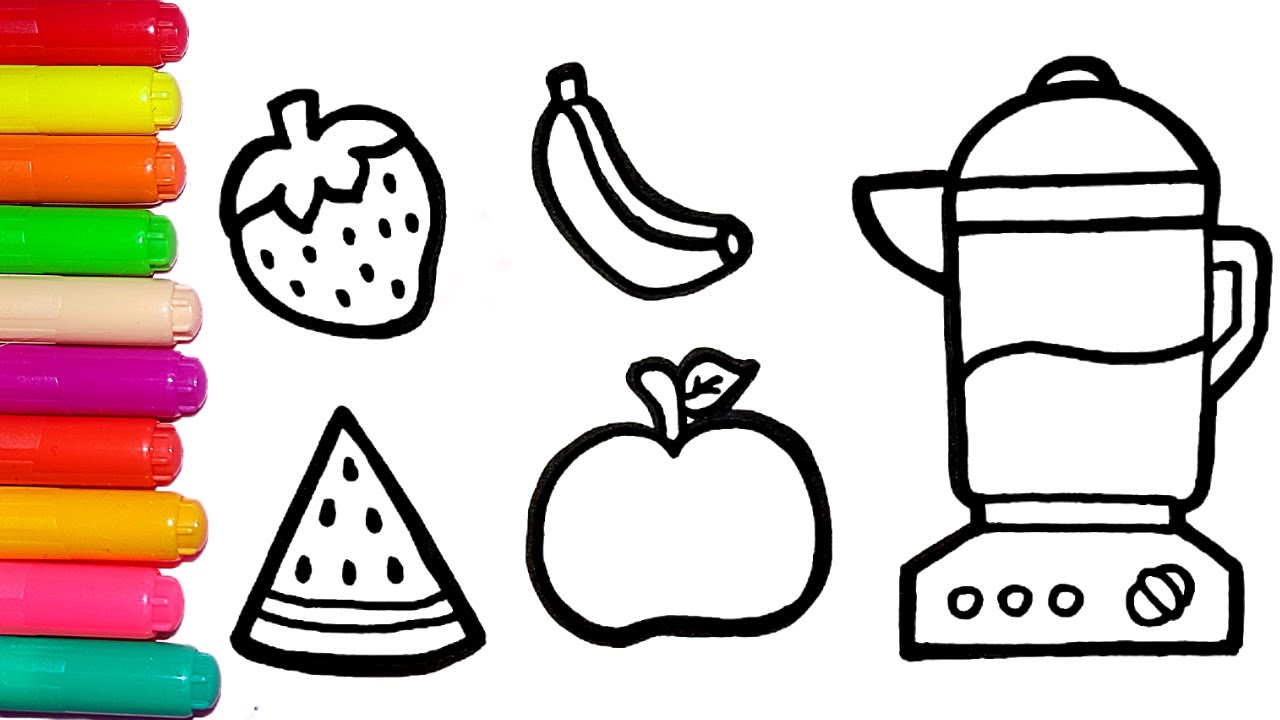 Fruits and Blender Drawing, Coloring and Painting for Kids & Toddlers ...