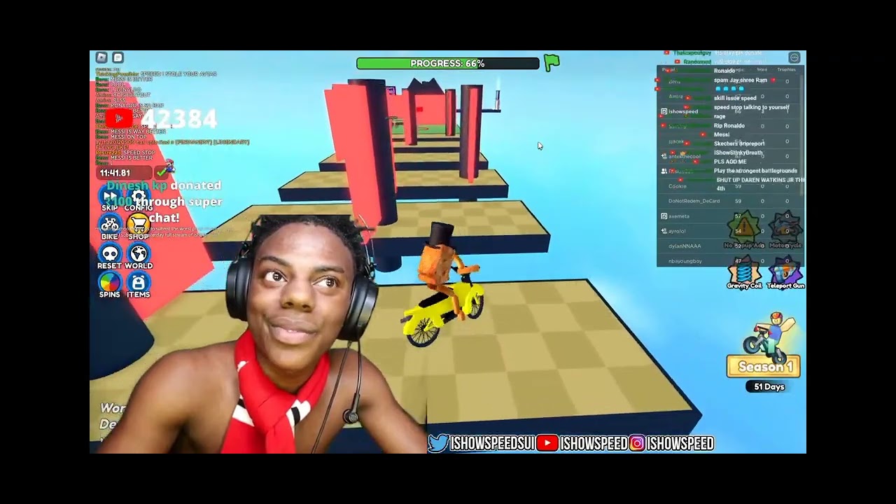 Ishowspeed plays Obby but you're on bike ROBLOX - YouTube