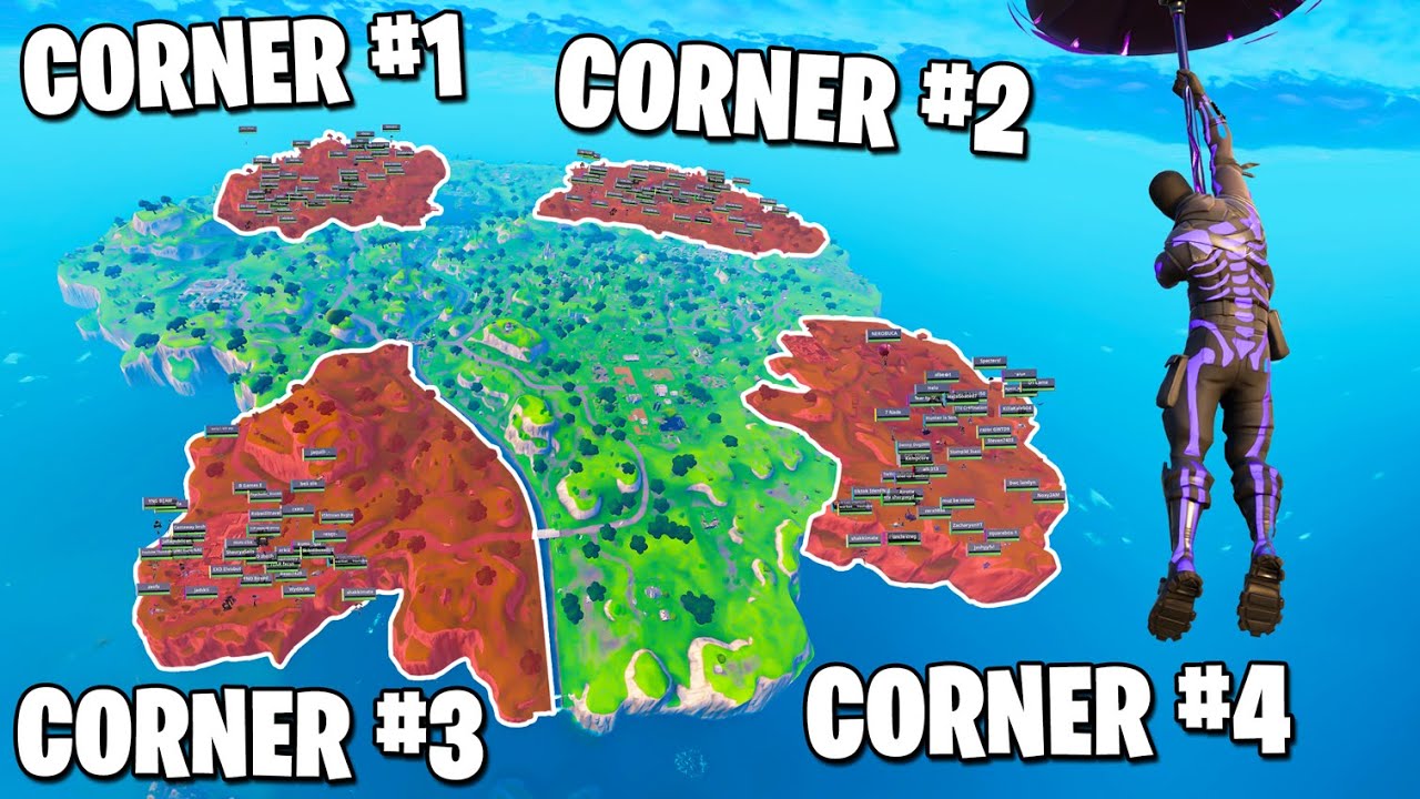 I Got 25 SQUADS to do the 4 CORNERS Challenge in OG Fortnite! - YouTube