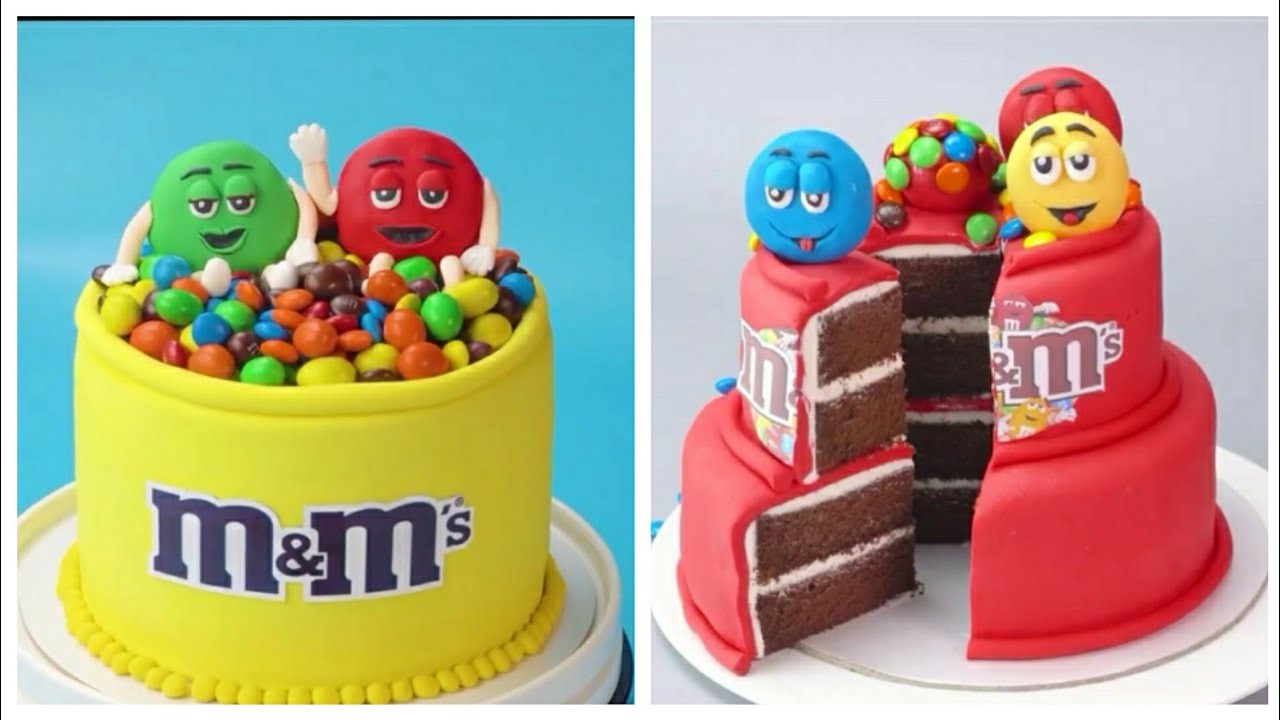 M&M Candy Cake Decorating Tutorial | Beginners Cake Decorating ideas ...