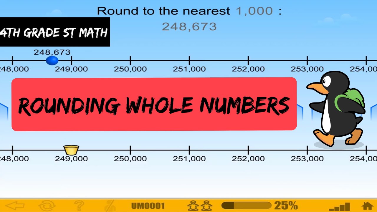 Rounding Whole Numbers - 4th Grade ST Math With JiJi The Penguin - YouTube