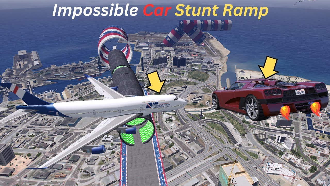Franklin Tried Impossible Car Stunt Mega Ramp Challenge | gta 5 ...