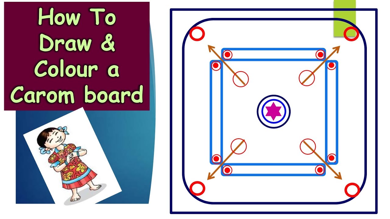 how to draw carom board? Learn to draw | easy drawings - YouTube