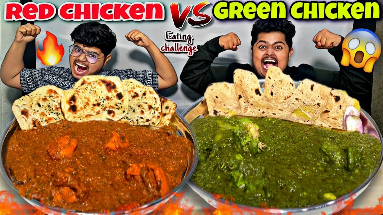RED CHICKEN VS GREEN CHICKEN EATING CHALLENGE 😋 | Red Chicken Vs Green ...
