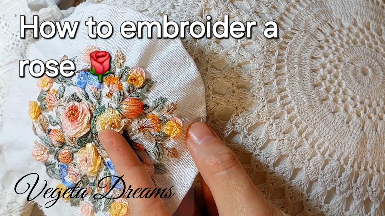 How to embroider a rose🌹 Cast-on stitch 🪡 2 needles, 2 strand floss ...