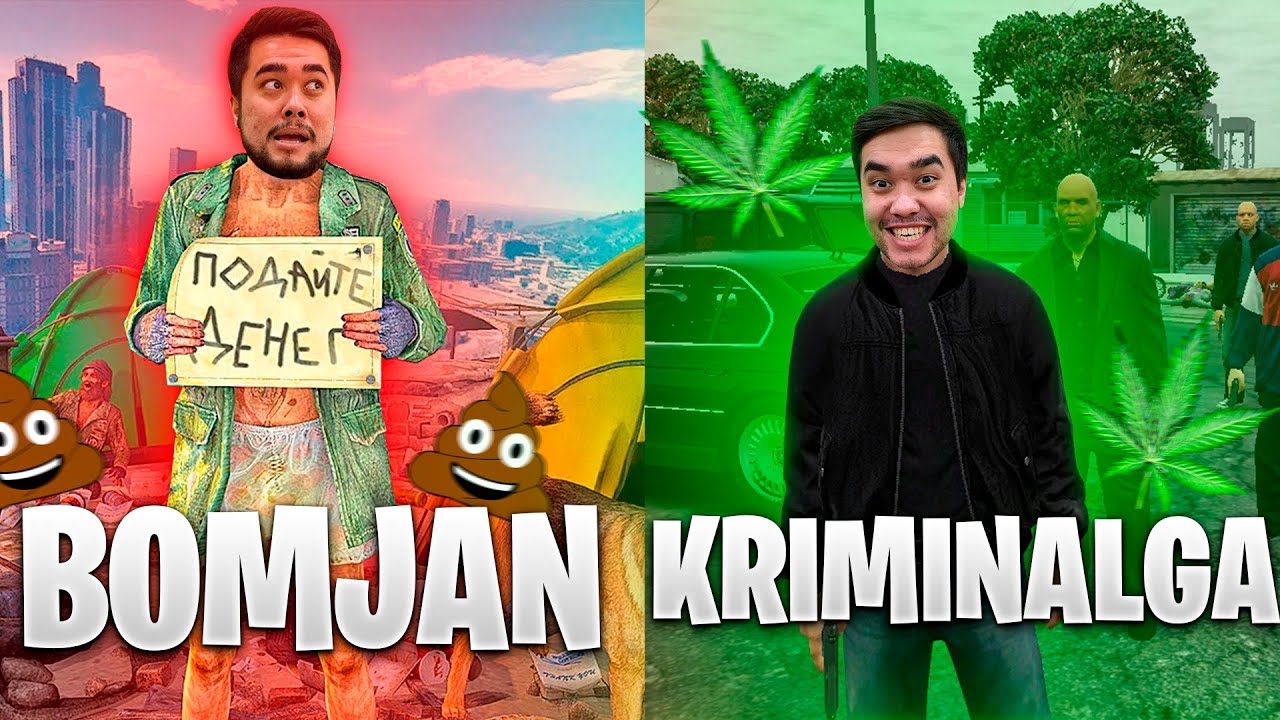 GTA 5 RP - BOMJDAN BANDIT BO'LDIK SOQQA QILAMIZ - YouTube