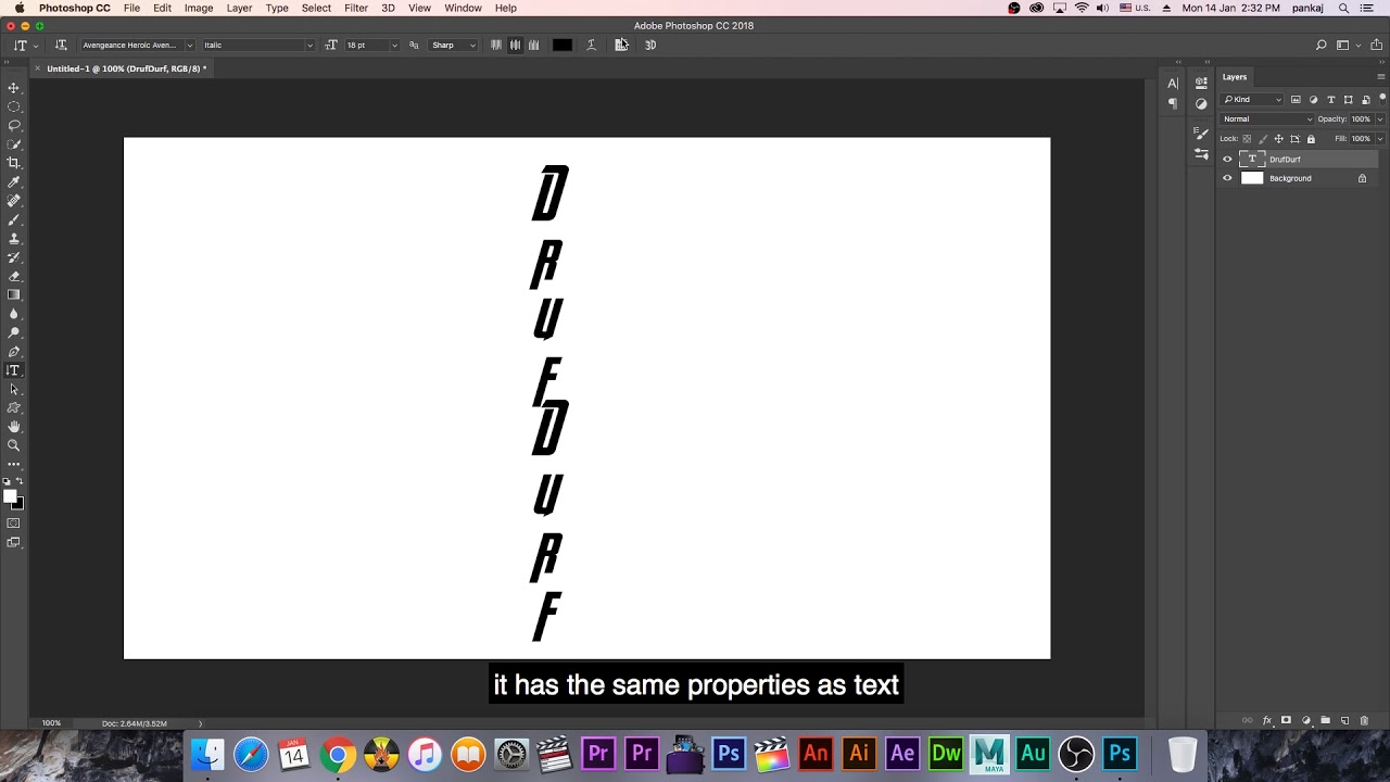 Adobe Photoshop Tutorial-Learning about Vertical type tool lldurfdurfll ...