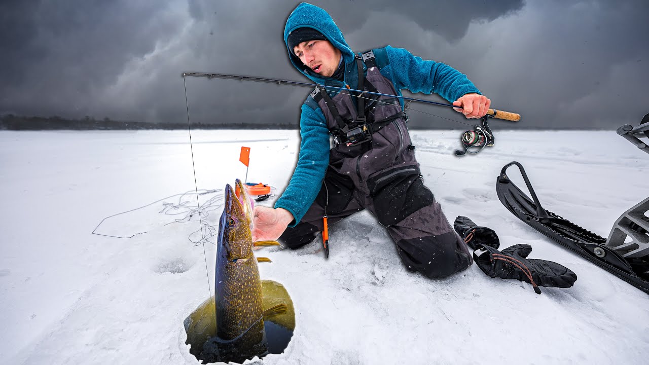 Catching VICIOUS Toothy Fish Through The ICE! (Storm Front Fishing ...