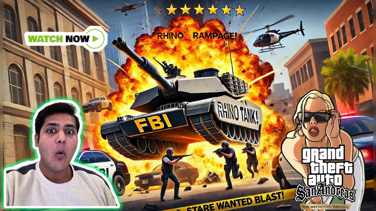 GTA San Andreas: Rhino Tank Rampage - FBI Chase Blast! #gta # ...