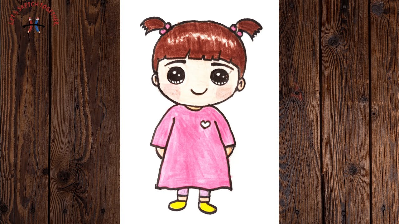 How to draw Boo from Monster Inc || Easy Step By Step Drawing ...