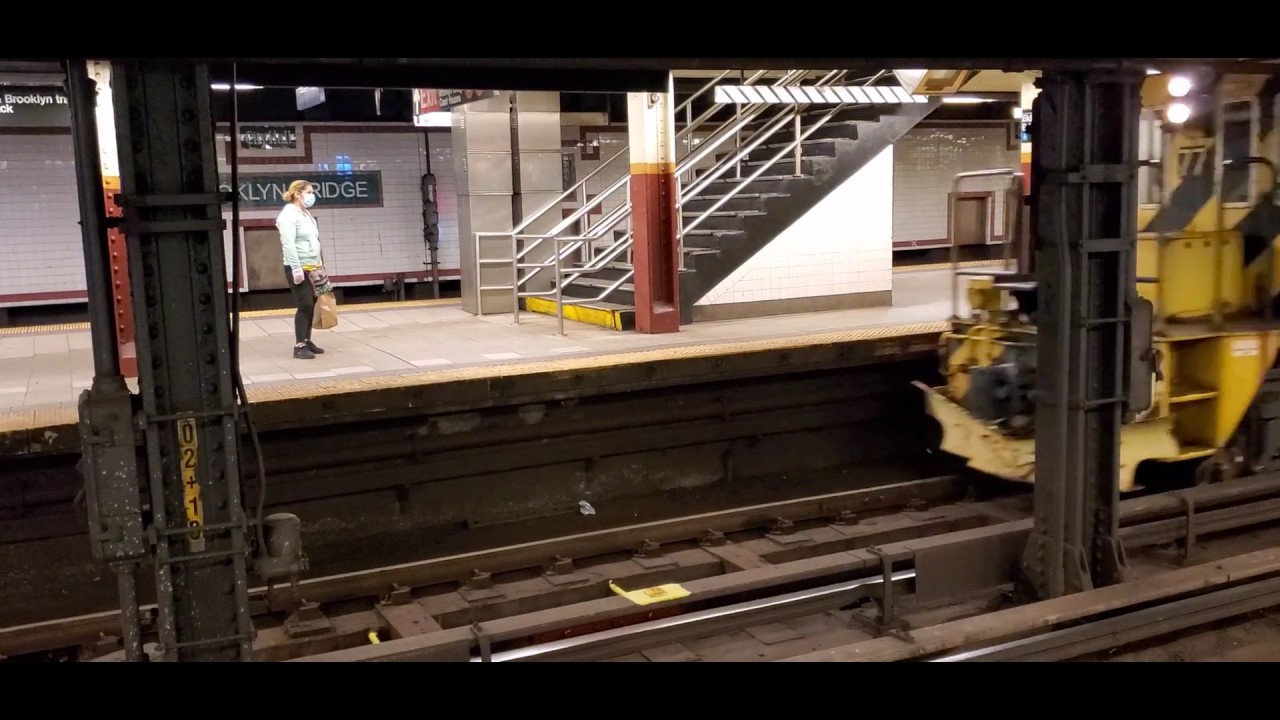 MTA Work Train Passing By On The Express Track At Brooklyn Bridge In ...
