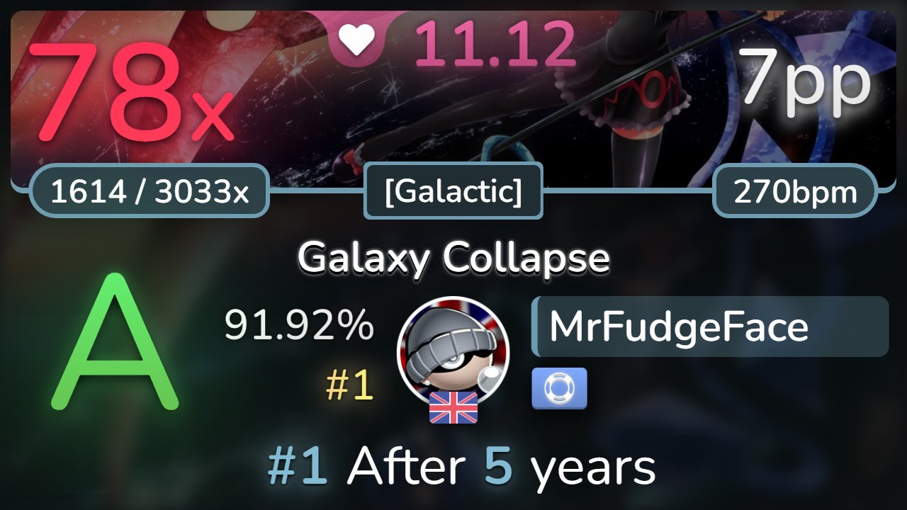 🔴 11.1⭐ MrFudgeFace | Kurokotei - Galaxy Collapse [Galactic] +NF 91.92% ...