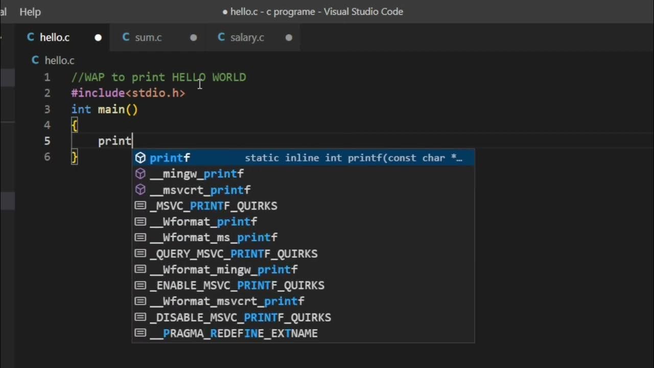 Hello world in c using vs code - YouTube