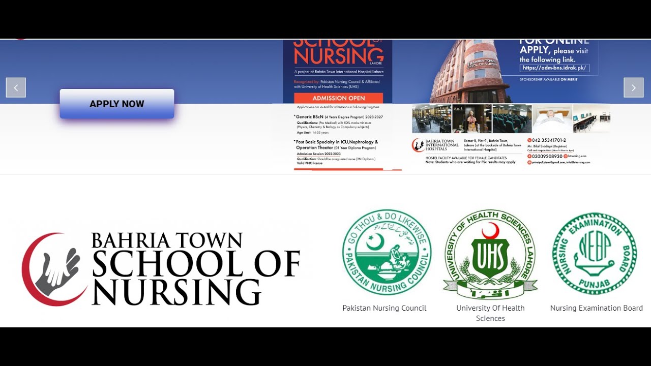 Admission application procedure for BSN & Specialty Programs at Bahria Town School of Nursing ...