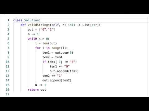 3211. Generate Binary Strings Without Adjacent Zeros - YouTube