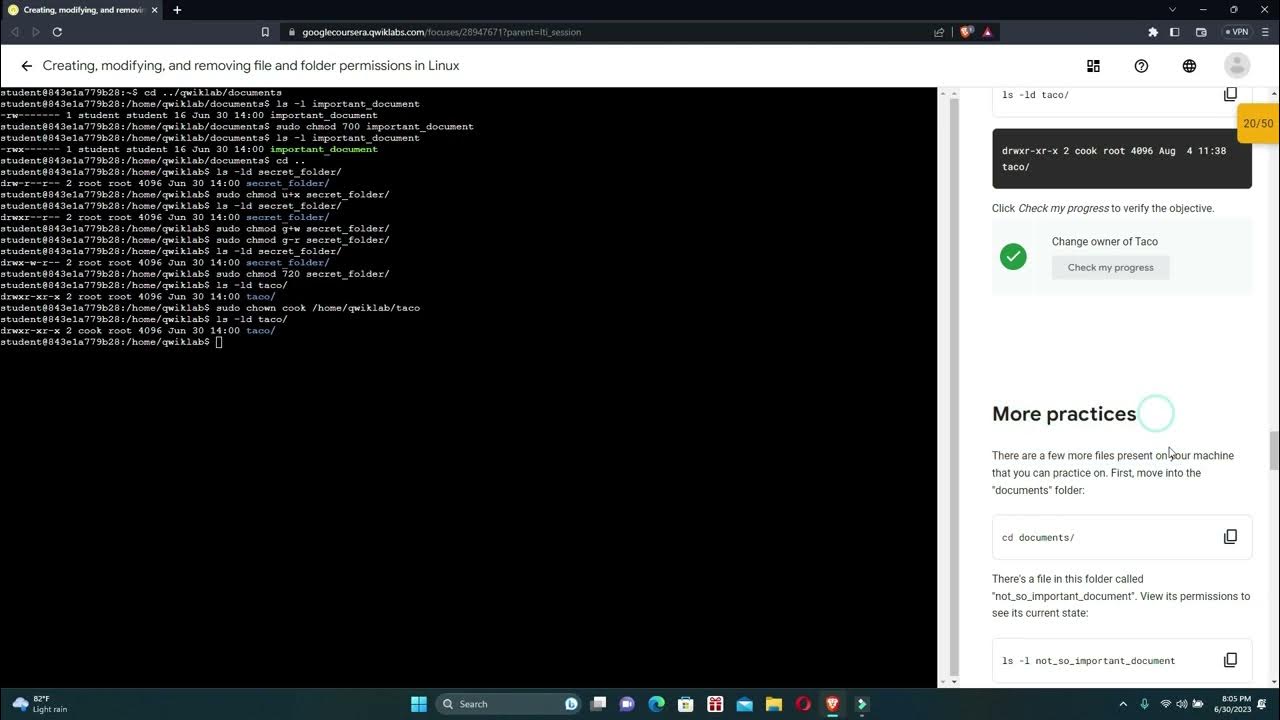 Creating, modifying, and removing file and folder permissions in Linux by Coursera - YouTube